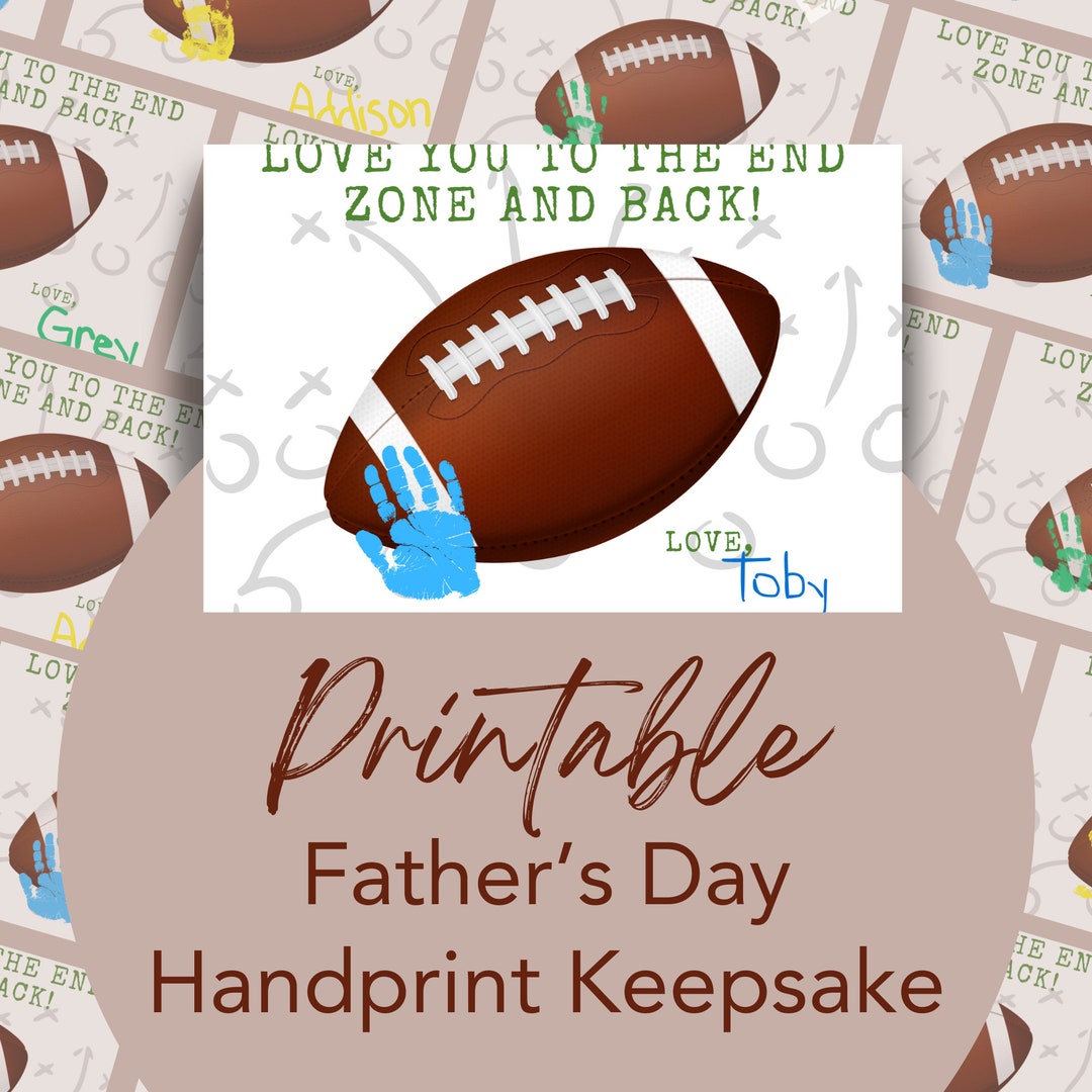 Hand Print Father's Day Football Card Handprint Printable Teacher ...