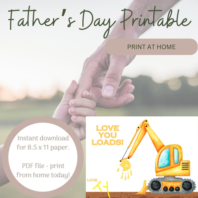Hand Print Father's Day Construction Handmade Card Handprint Printable ...