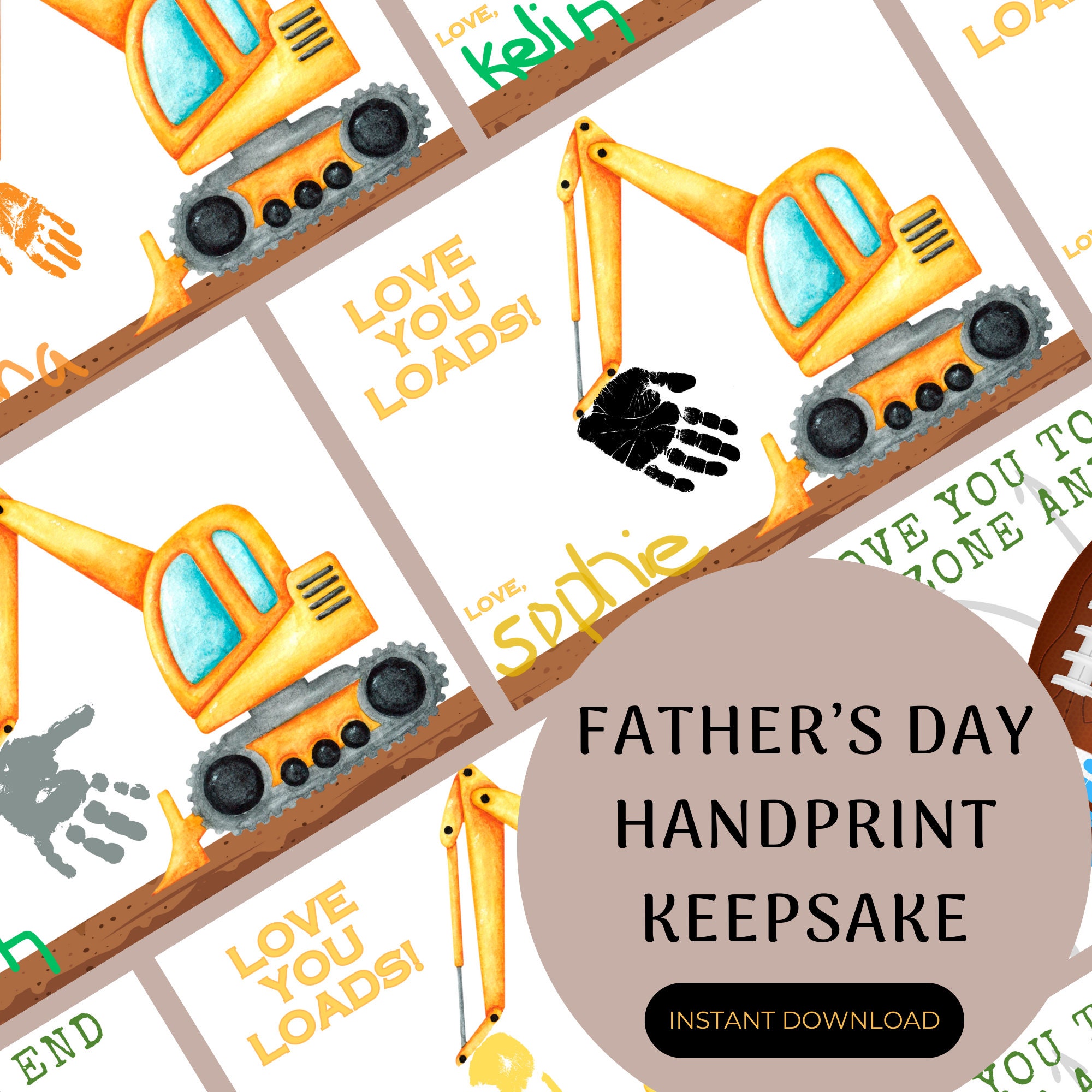 Hand Print Father's Day Construction Handmade Card Handprint Printable ...