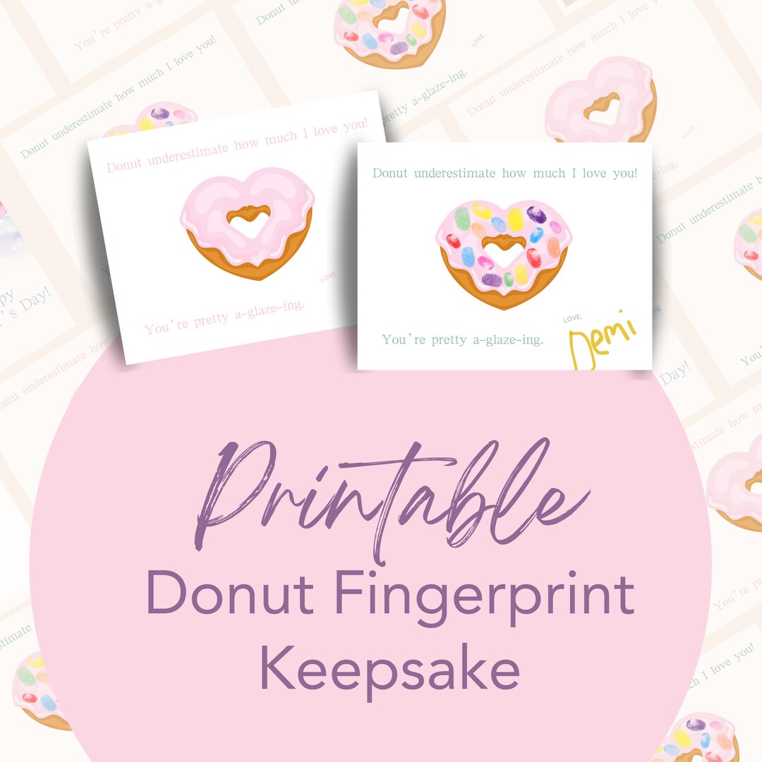 Donut Fingerprint Sprinkles Printable Keepsake Valentine Homemade ...