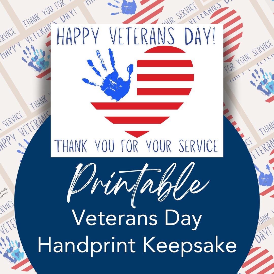 Veterans Day Card Handmade Handprint Gift for Veterans Day Printable ...