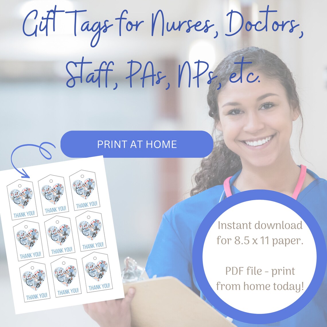 Nurse's Week Printables Gift Tag Nurse Gift Medical Office Appreciation ...