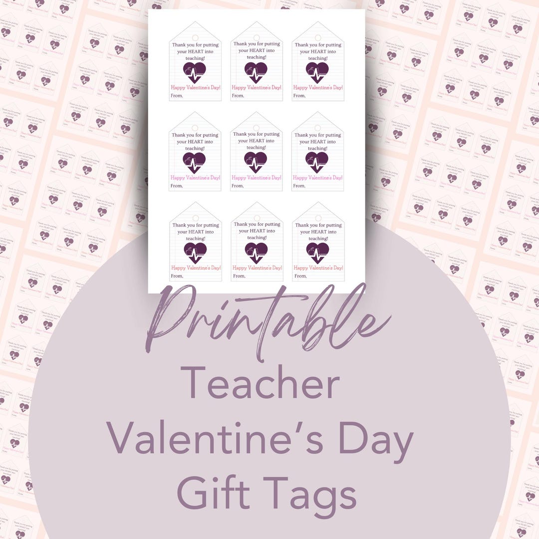 Teacher Valentine Printable Gift Tag Bulk Teacher Valentine Gifts for ...