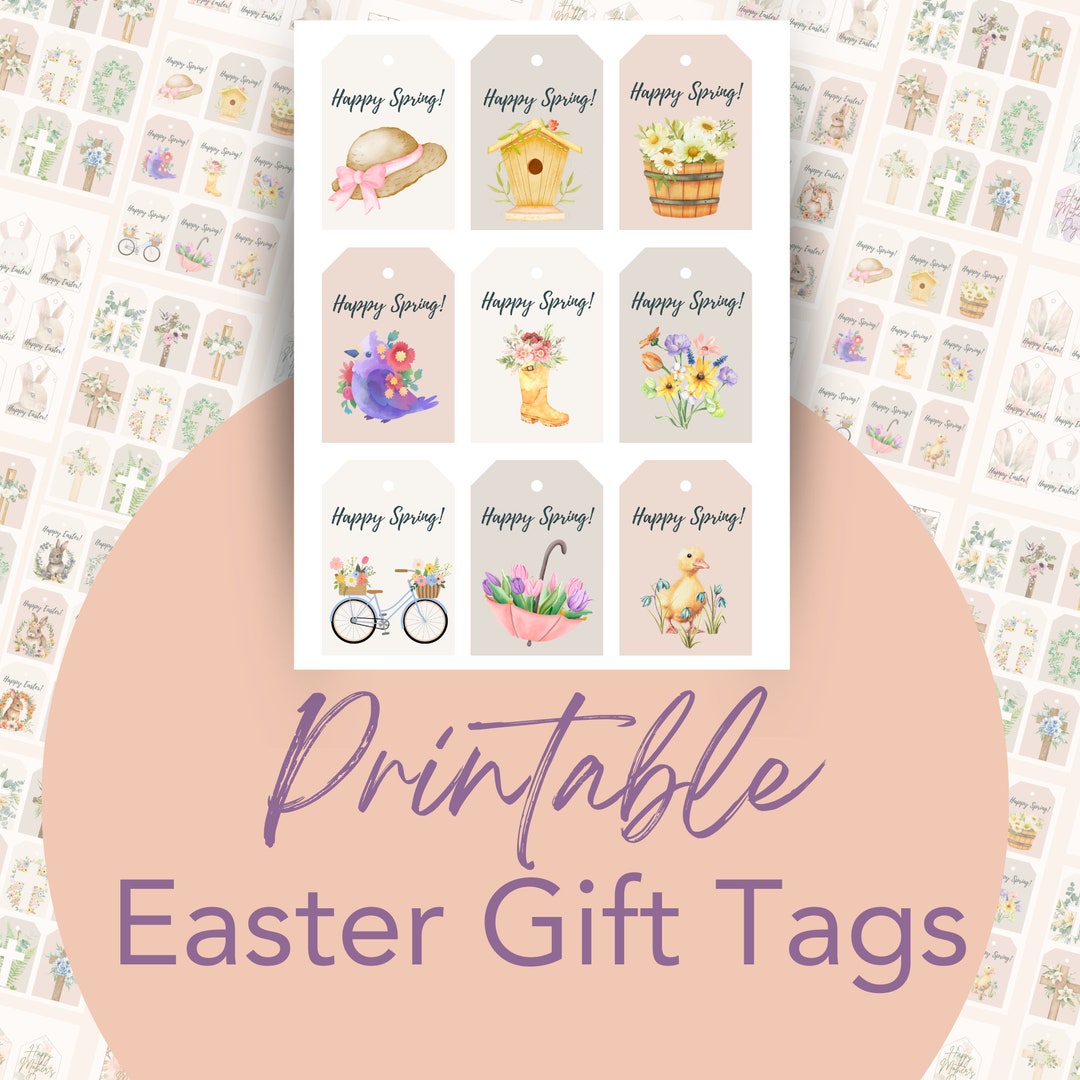 Printable SPRING Gift Tag Set of 9 Various Designs, Easter, Mothers Day ...