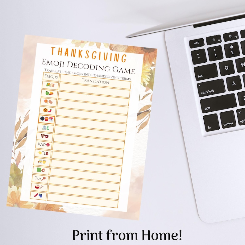 Thanksgiving Emoji Game Printable Thanksgiving Emoji Decoding Game Kids ...