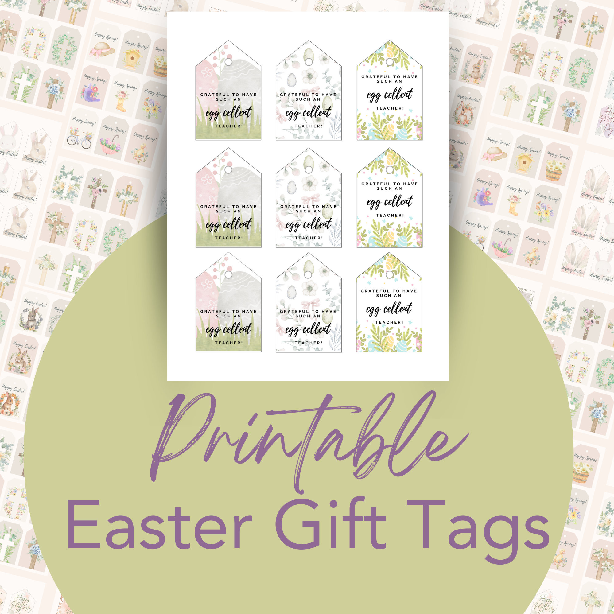 Teacher Easter Egg Printable Gift Tag Set of 3 Different Designs ...