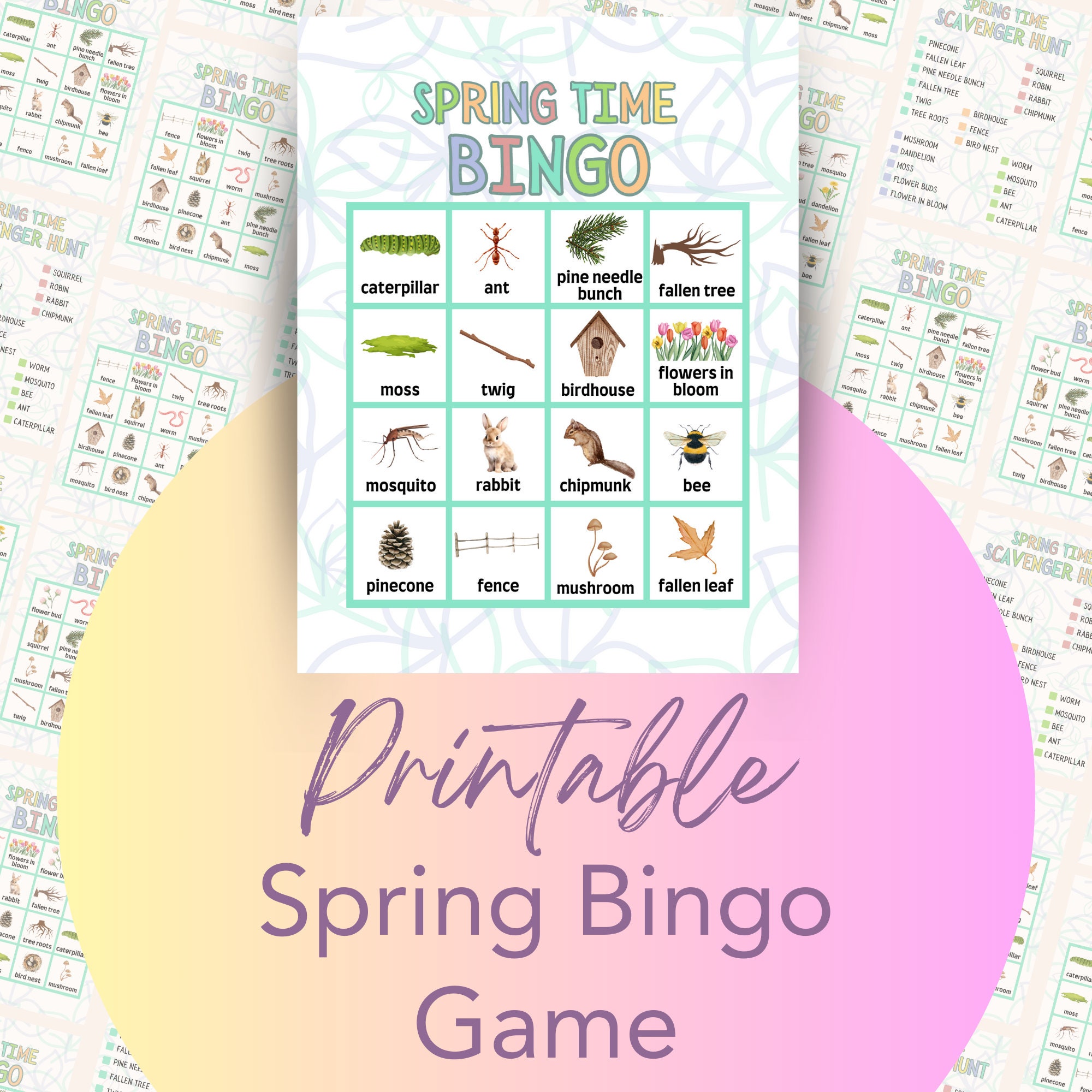 Printable Spring Bingo Game, Nature and Park Activity for Kids, Family ...