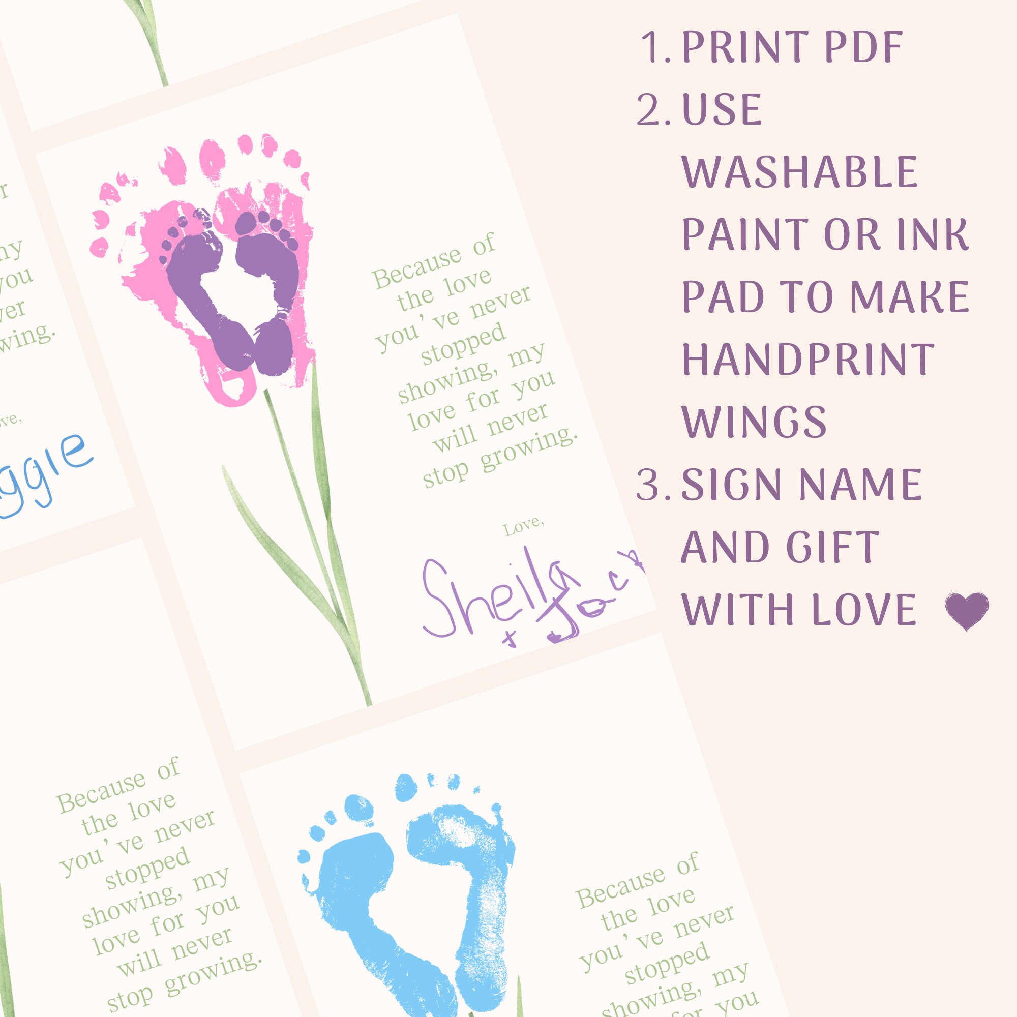Kids Handprint Printable, Keepsake, Flower Hand Print, Teacher & Parent ...