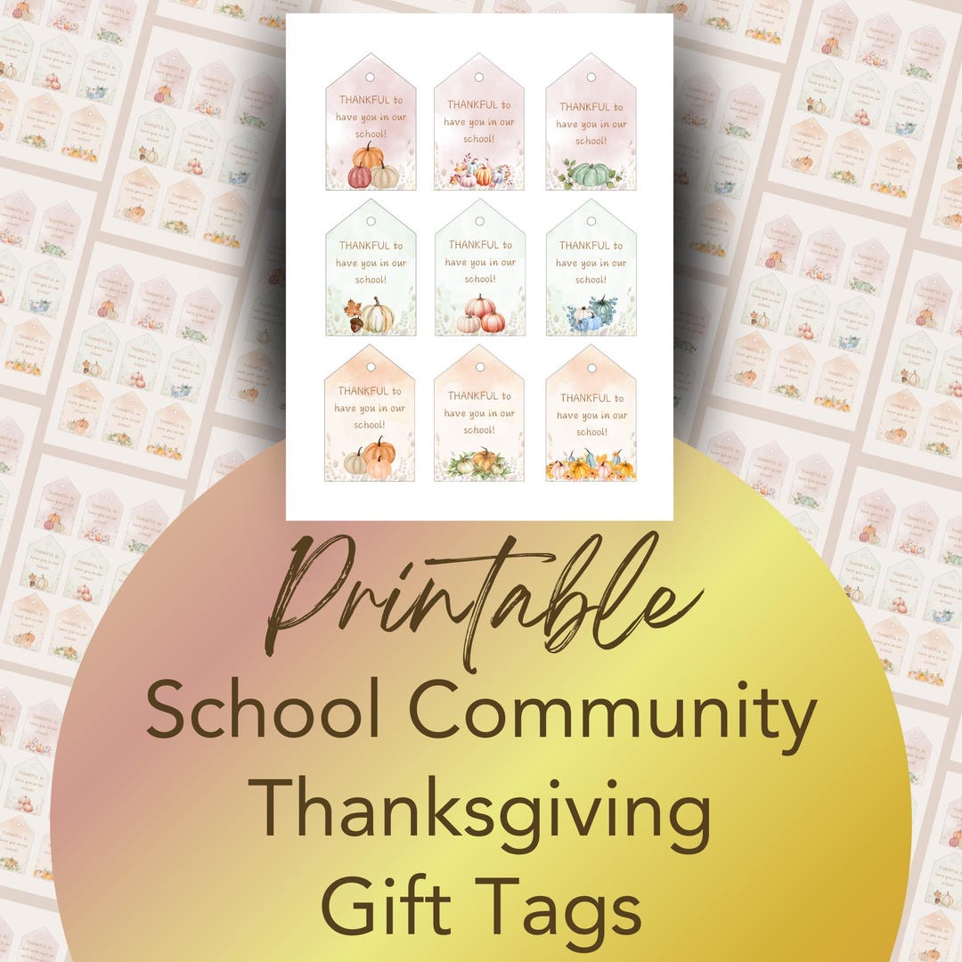 School Staff Appreciation Thank You Gift Tags for Thanksgiving ...