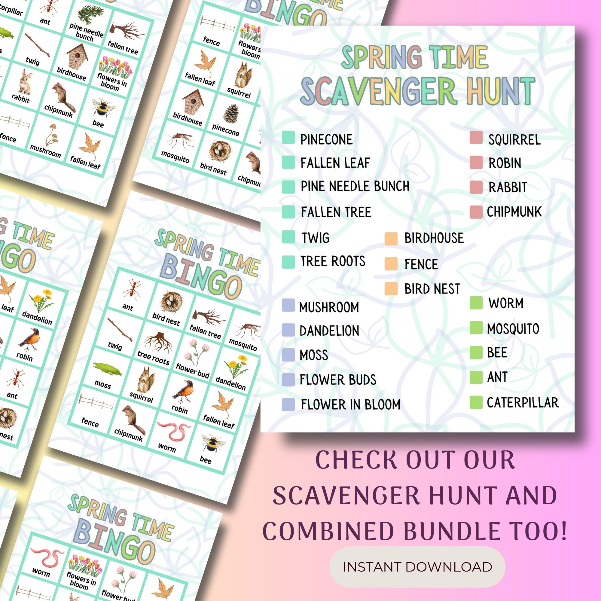 Printable Spring Bingo Game, Nature and Park Activity for Kids, Family ...