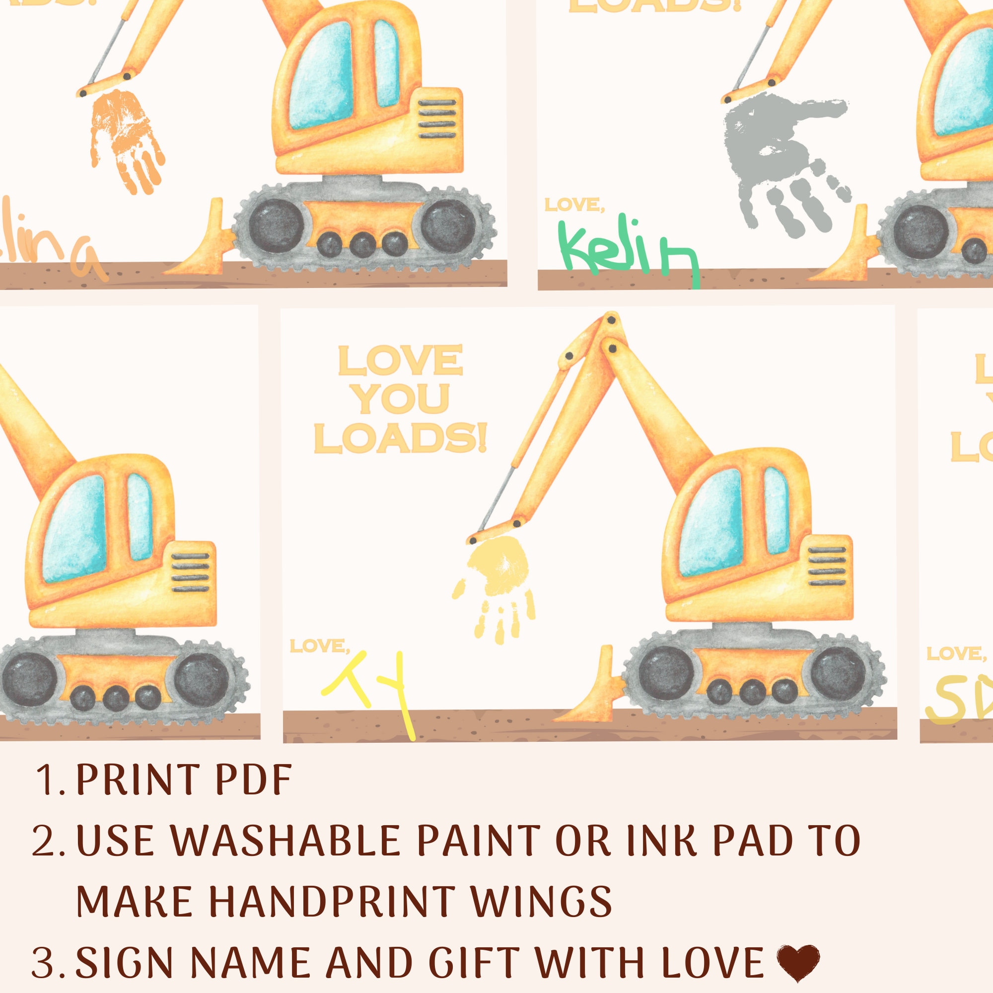 Hand Print Father's Day Construction Handmade Card Handprint Printable ...