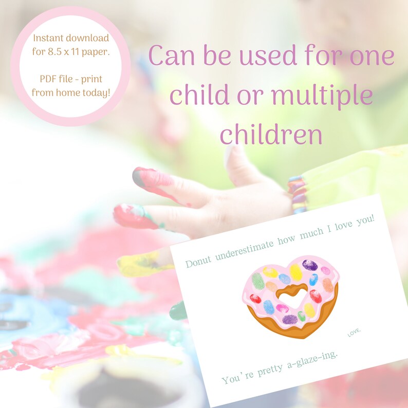 Donut Fingerprint Sprinkles Printable Keepsake Valentine Homemade ...
