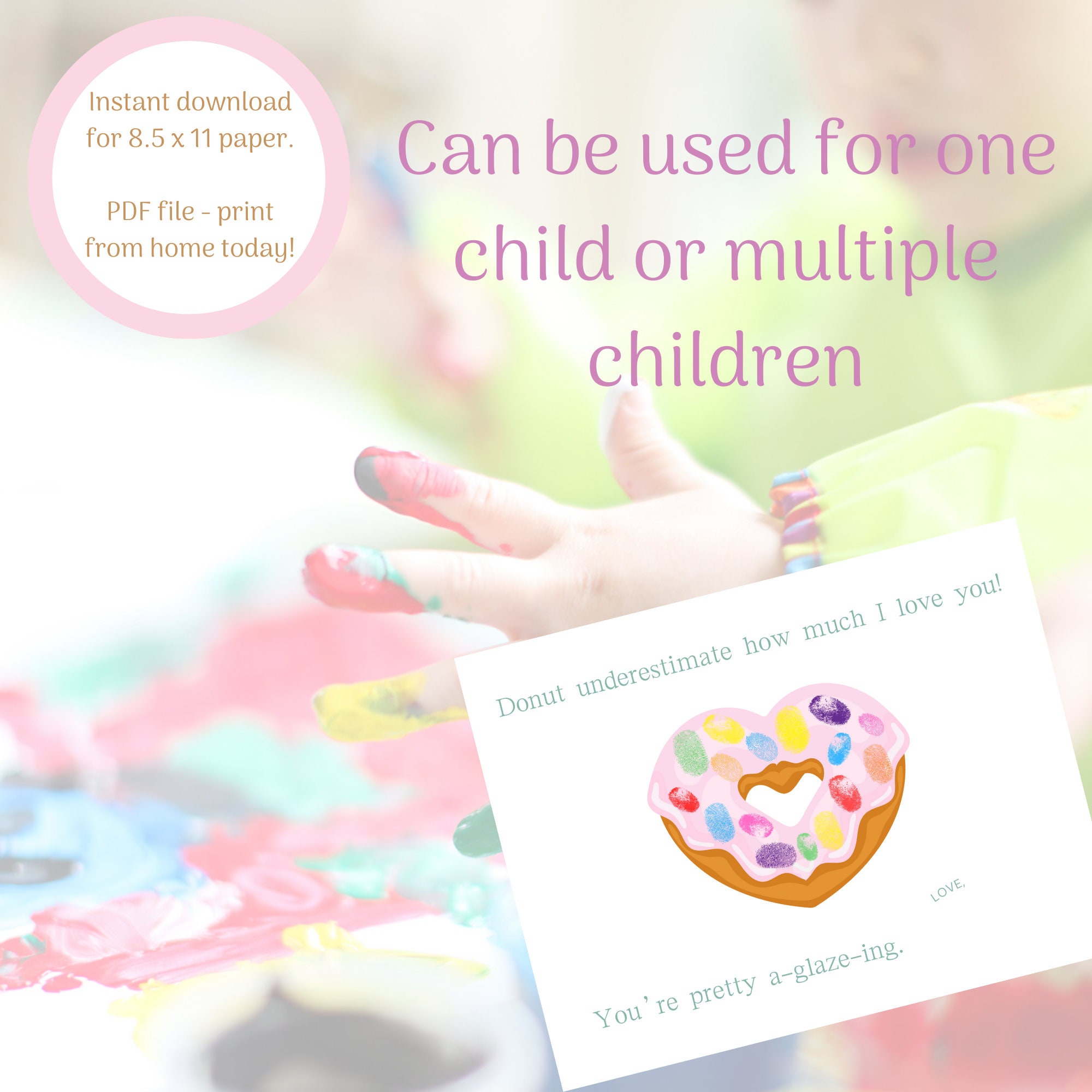 Donut Fingerprint Sprinkles Printable Keepsake Valentine Homemade ...