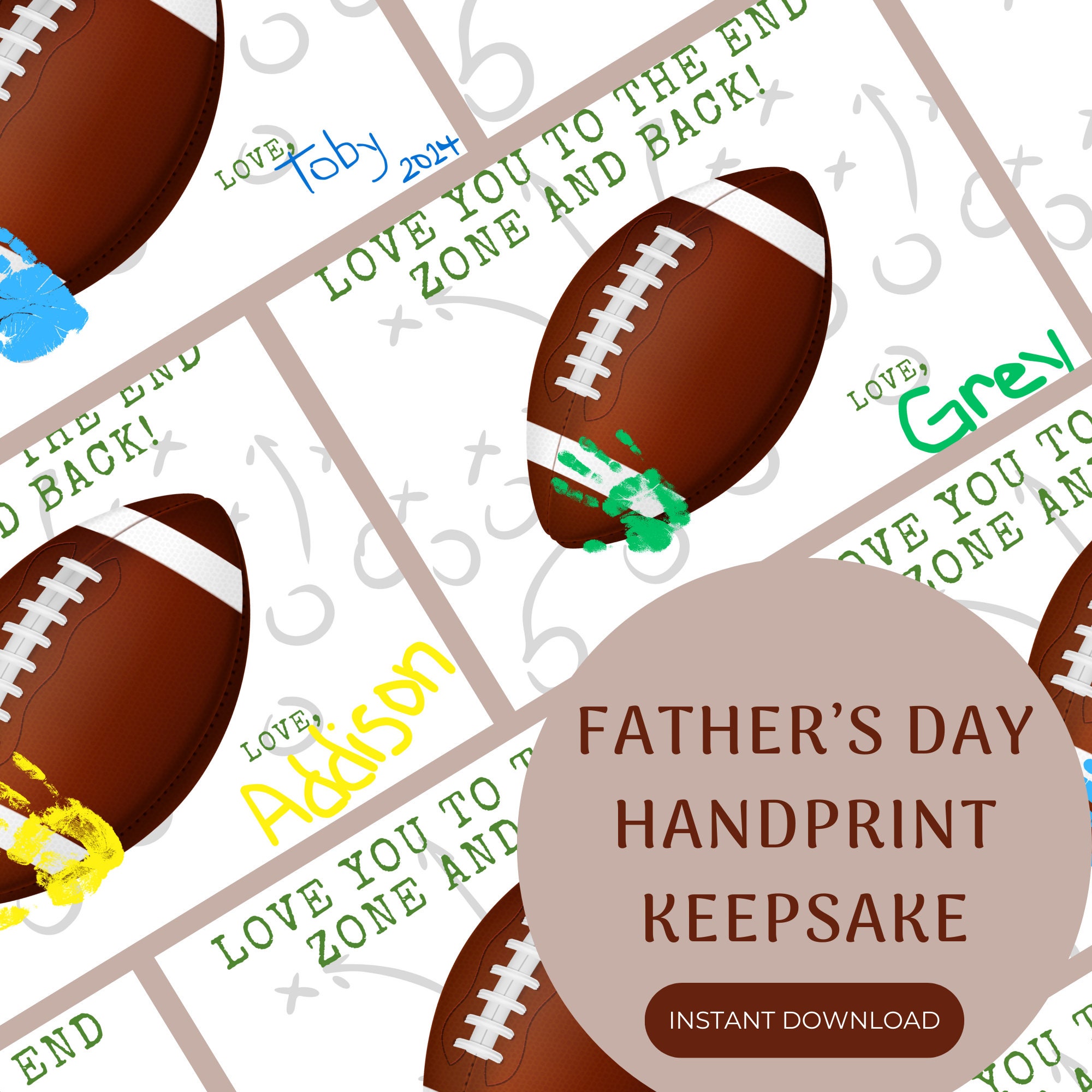 Hand Print Father's Day Football Card Handprint Printable Teacher ...