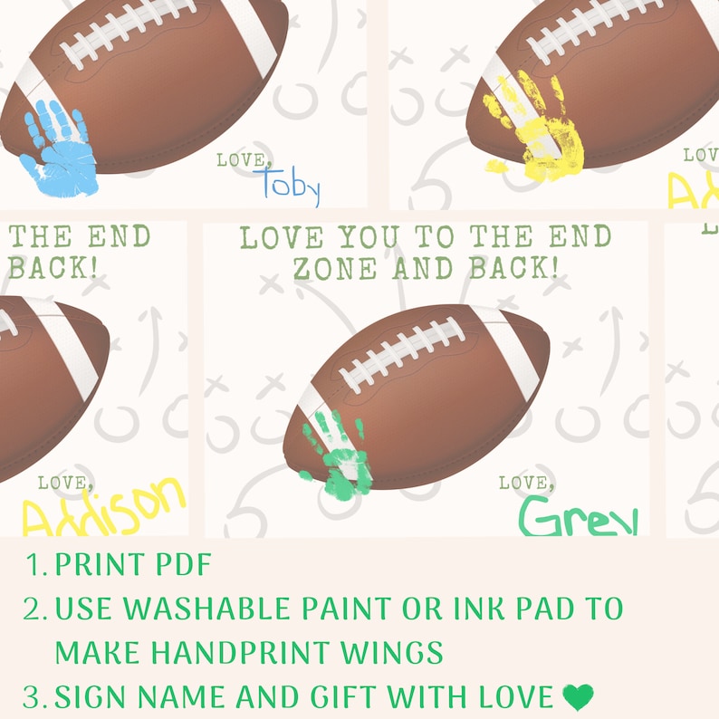 Hand Print Father's Day Football Card Handprint Printable Teacher ...