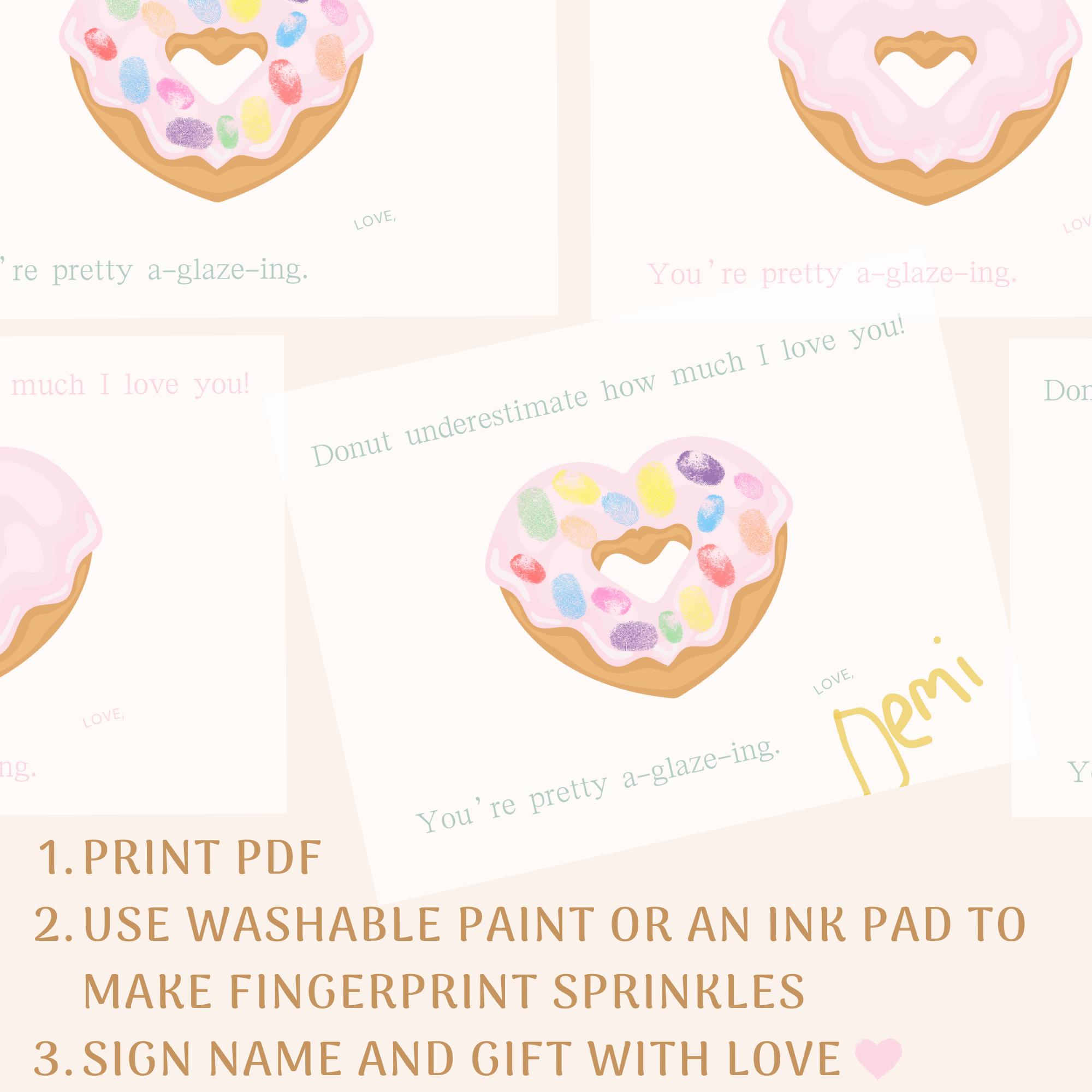 Donut Fingerprint Sprinkles Printable Keepsake Valentine Homemade ...