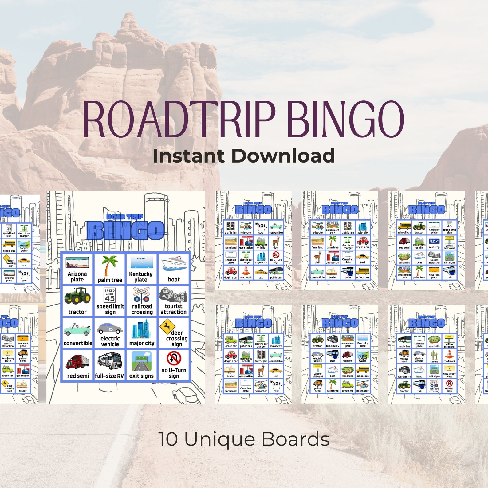 Road Trip Bingo Game Digital Download Printable Car Game Montessori ...