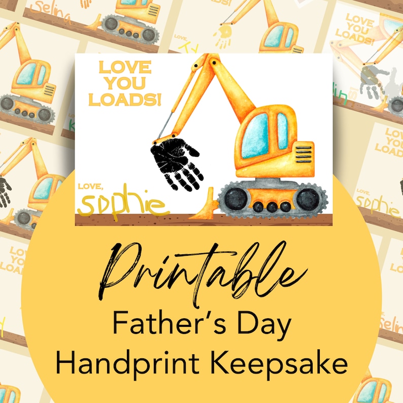 Hand Print Father's Day Construction Handmade Card Handprint Printable ...