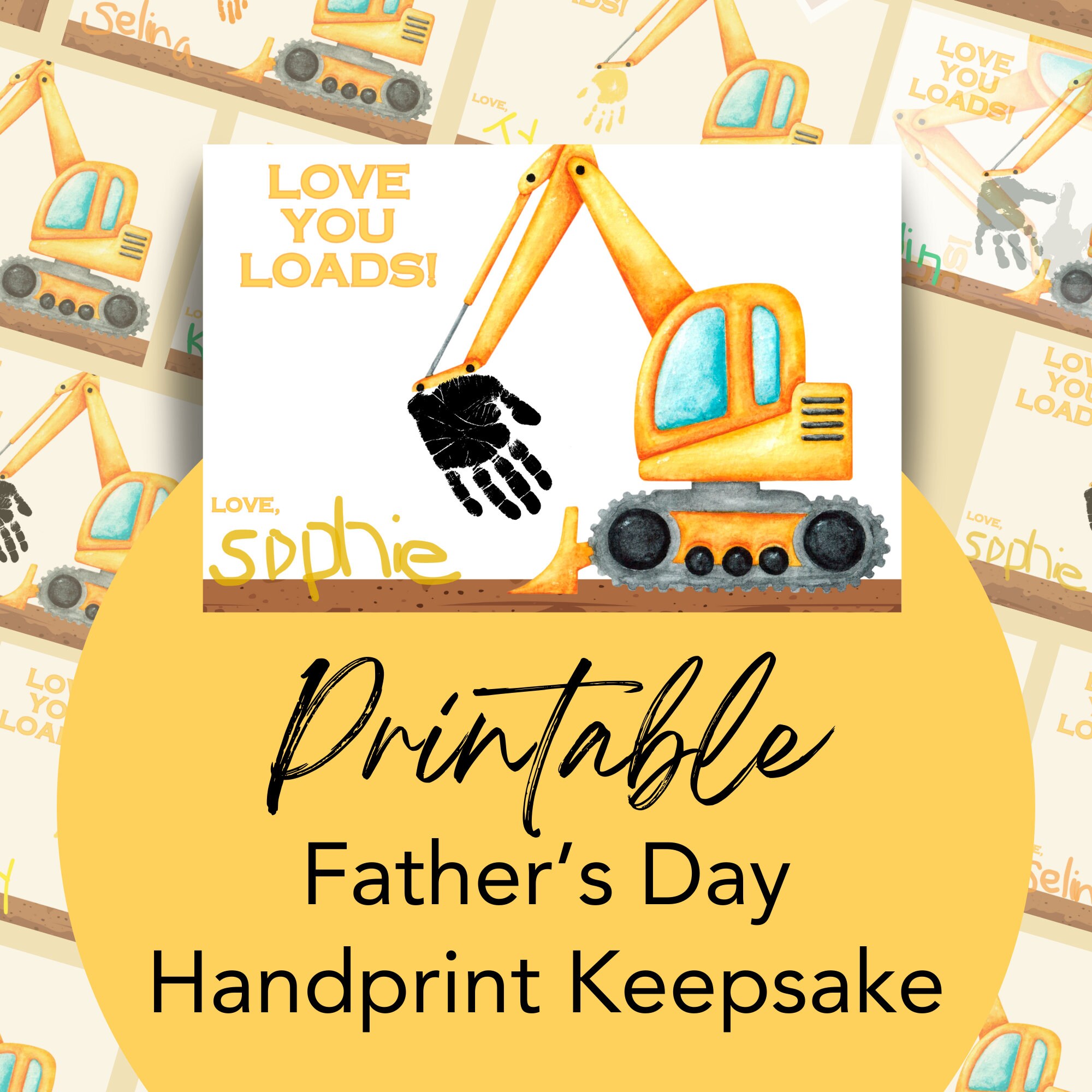 Hand Print Father's Day Construction Handmade Card Handprint Printable ...