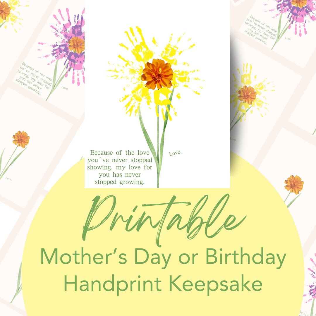 Kids Handprint Printable Keepsake Flower Hand Print Valentine or ...