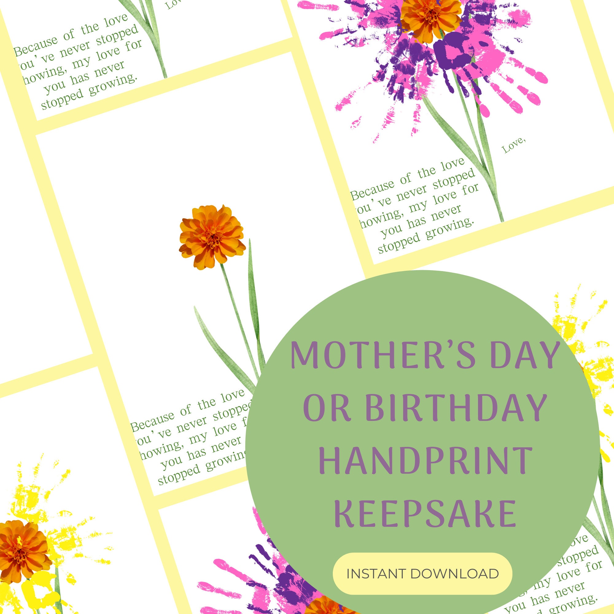 Flower Handprint Art, Easter Keepsake Card (digital Download) - Etsy