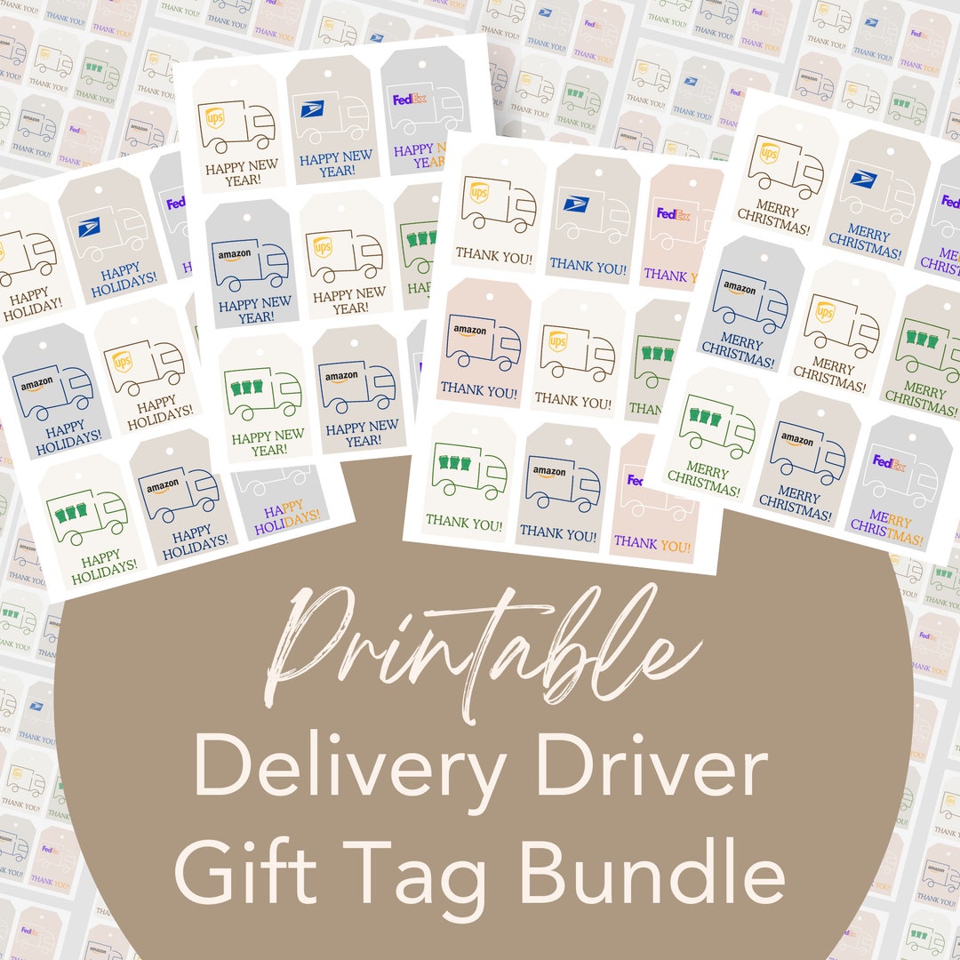 Delivery Driver Gift Tag Printables Bundle, Mail Carrier Gifts Trash ...