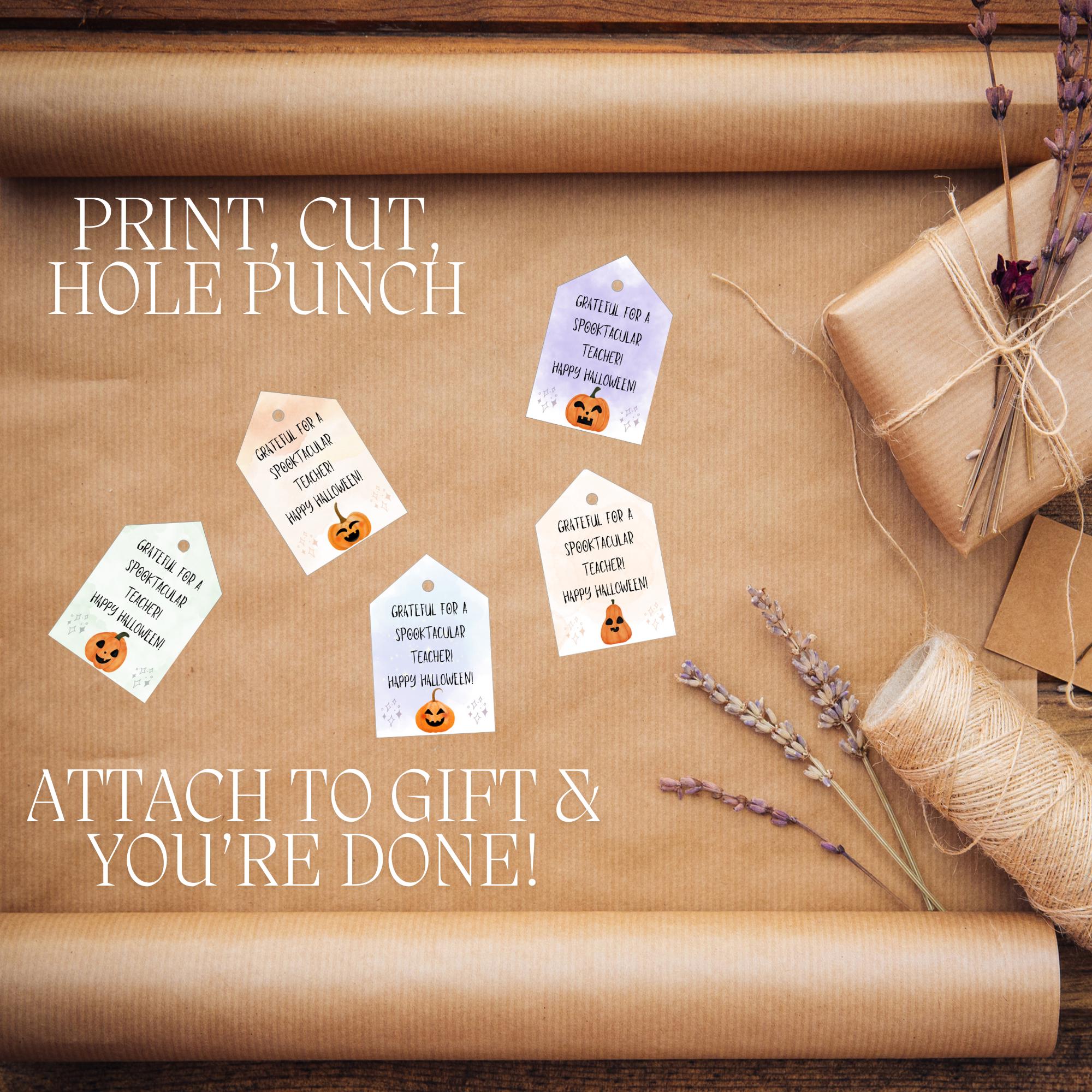 Teacher Halloween Gift Tags Printable, Bulk Teacher Gift Digital ...