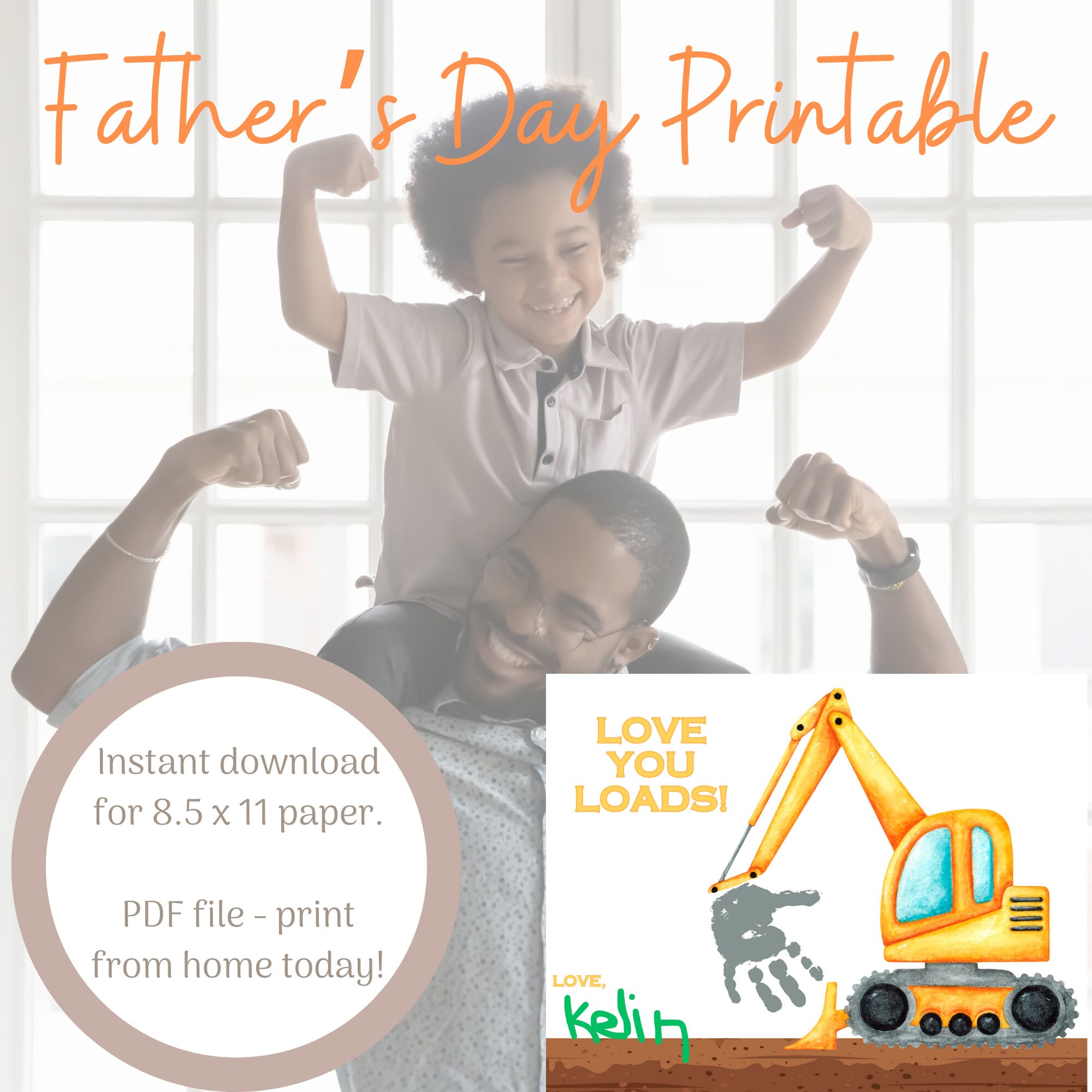 Hand Print Father's Day Construction Handmade Card Handprint Printable ...