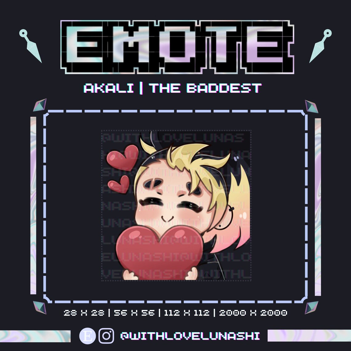 Akali Heart Emote for Twitch Streamers/discord/youtube, Kawaii, K/DA ...