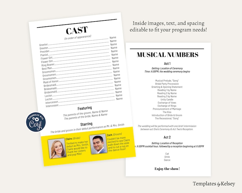 Wedding Program Template Broadway Theatre Playbill-themed - Etsy
