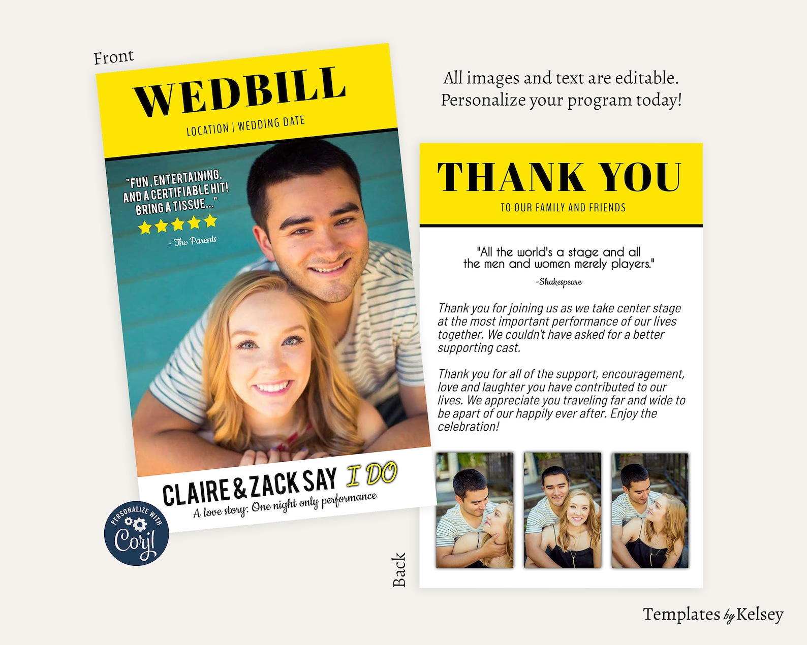 Wedding Program Template | Broadway, Theatre, Playbill-themed | Digital ...