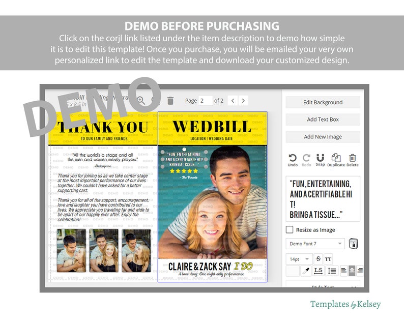Wedding Program Template | Broadway, Theatre, Playbill-themed | Digital ...