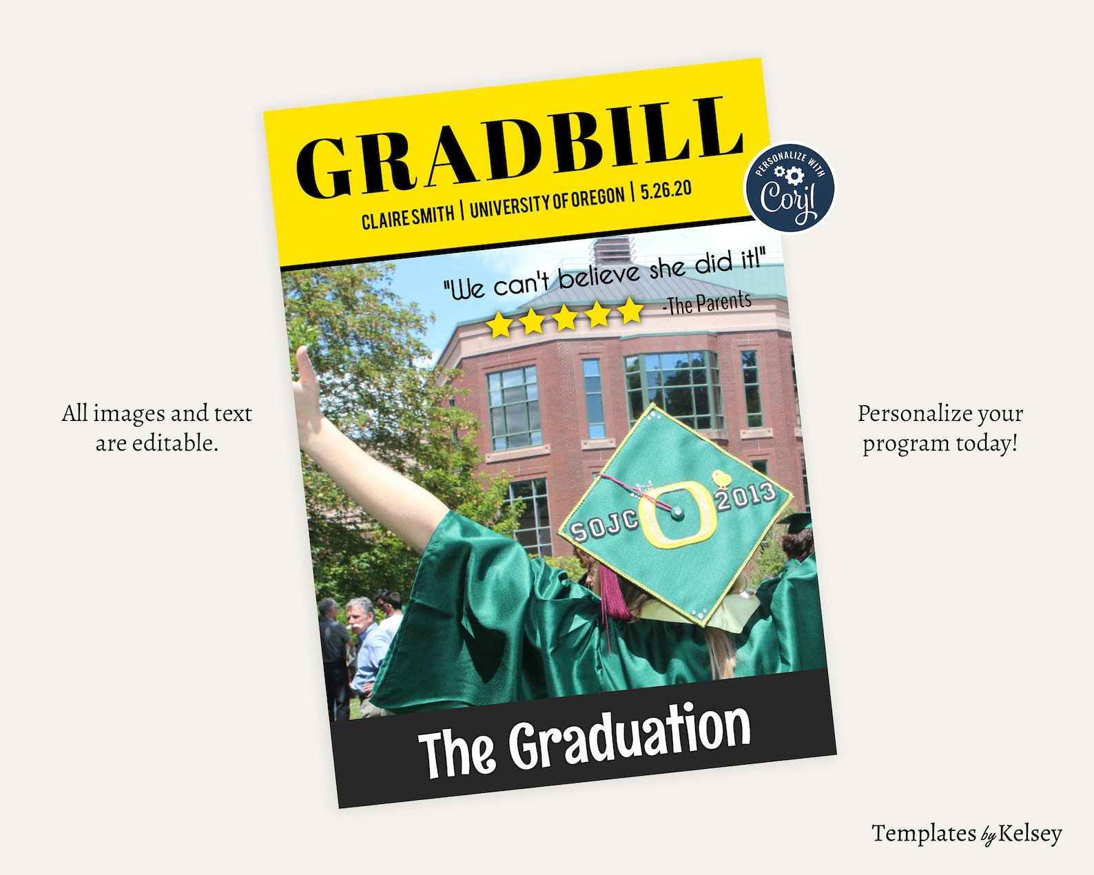 Personalized Graduation Announcement Template 5x7 | Broadway, Theatre ...