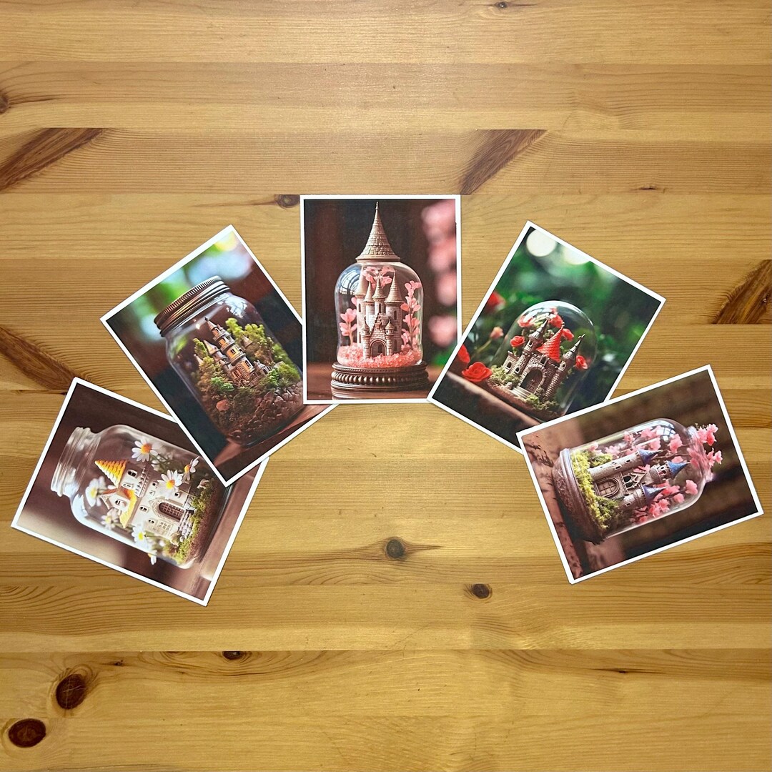 Card Set of 5 - Tiny Forest Castles - Just Because - Any Occasion ...