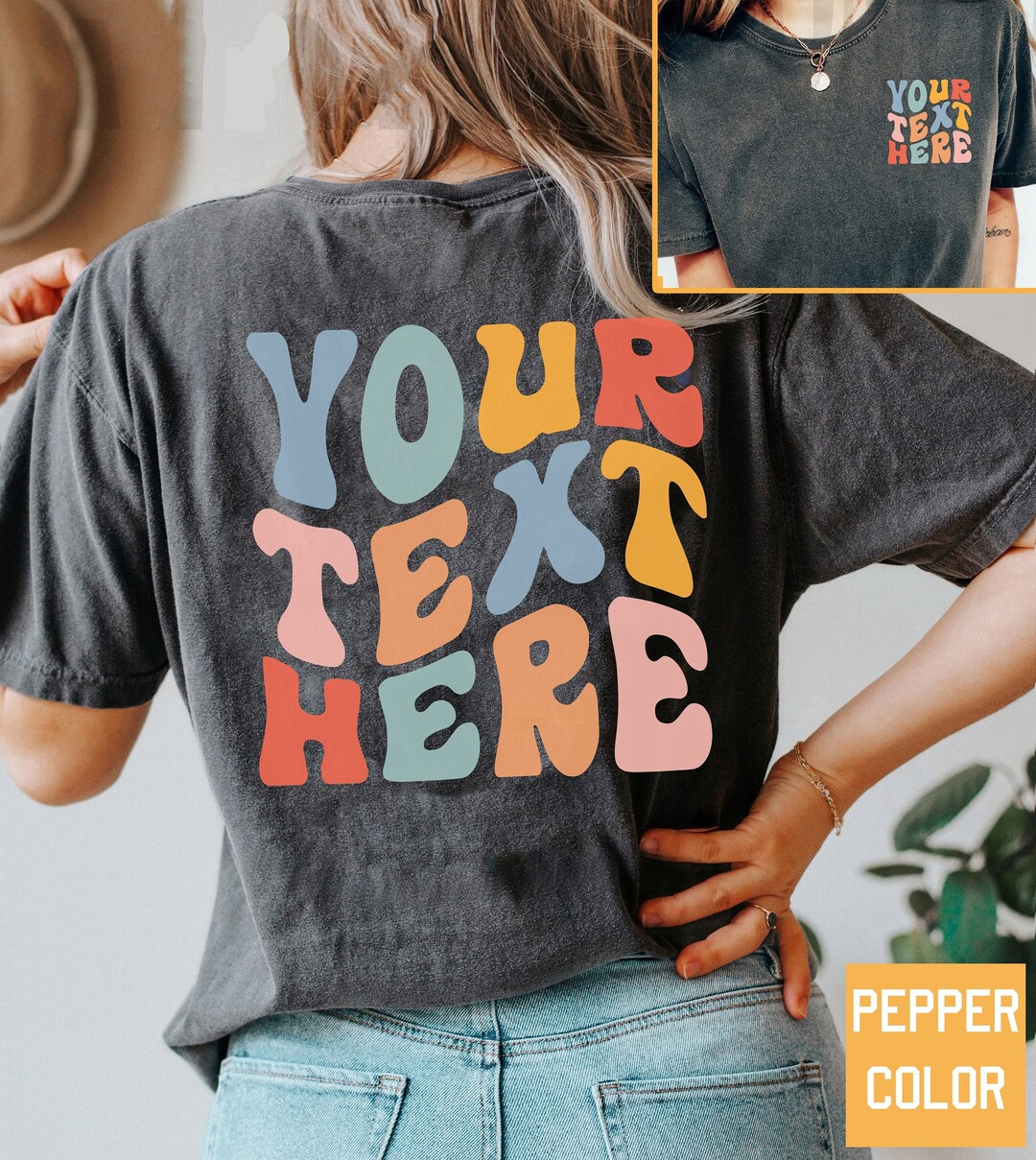 Custom Text Front and Back Comfort Colors Tshirt, Front and Back Custom ...