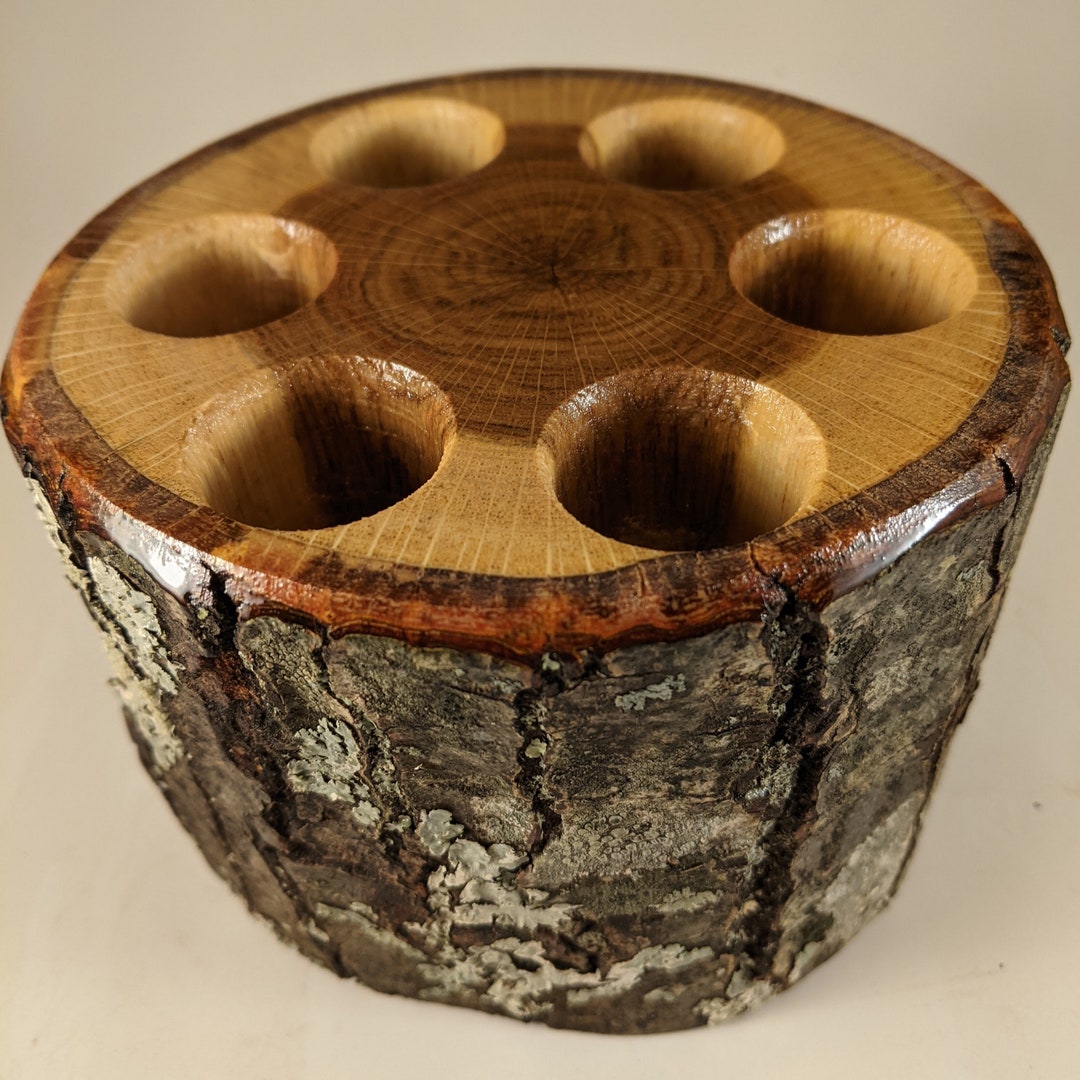 Rustic Pen Holder From Log, 6 Holes - Etsy