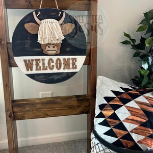 Highland Cow, Farmhouse Door Hanger, Cow Decor, Cow Sign, Country ...