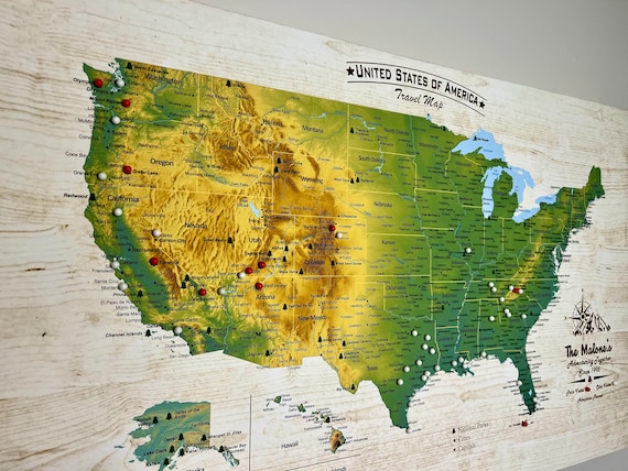 National Parks Map With Push Pins Personalized National Park - Etsy