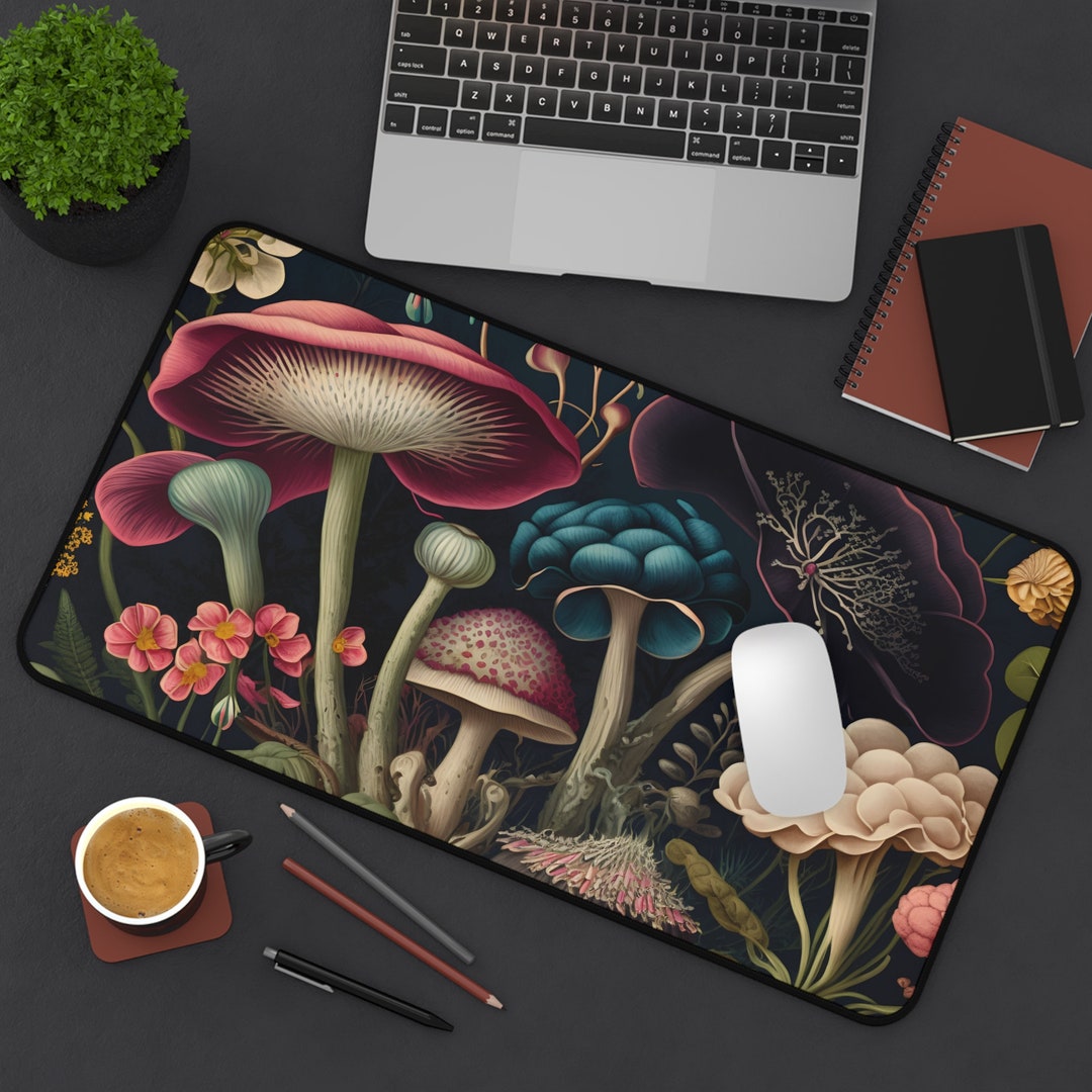 Mushroom Desk Mat Decor, Cottagecore Dark Forrest Desk Mat Decor ...