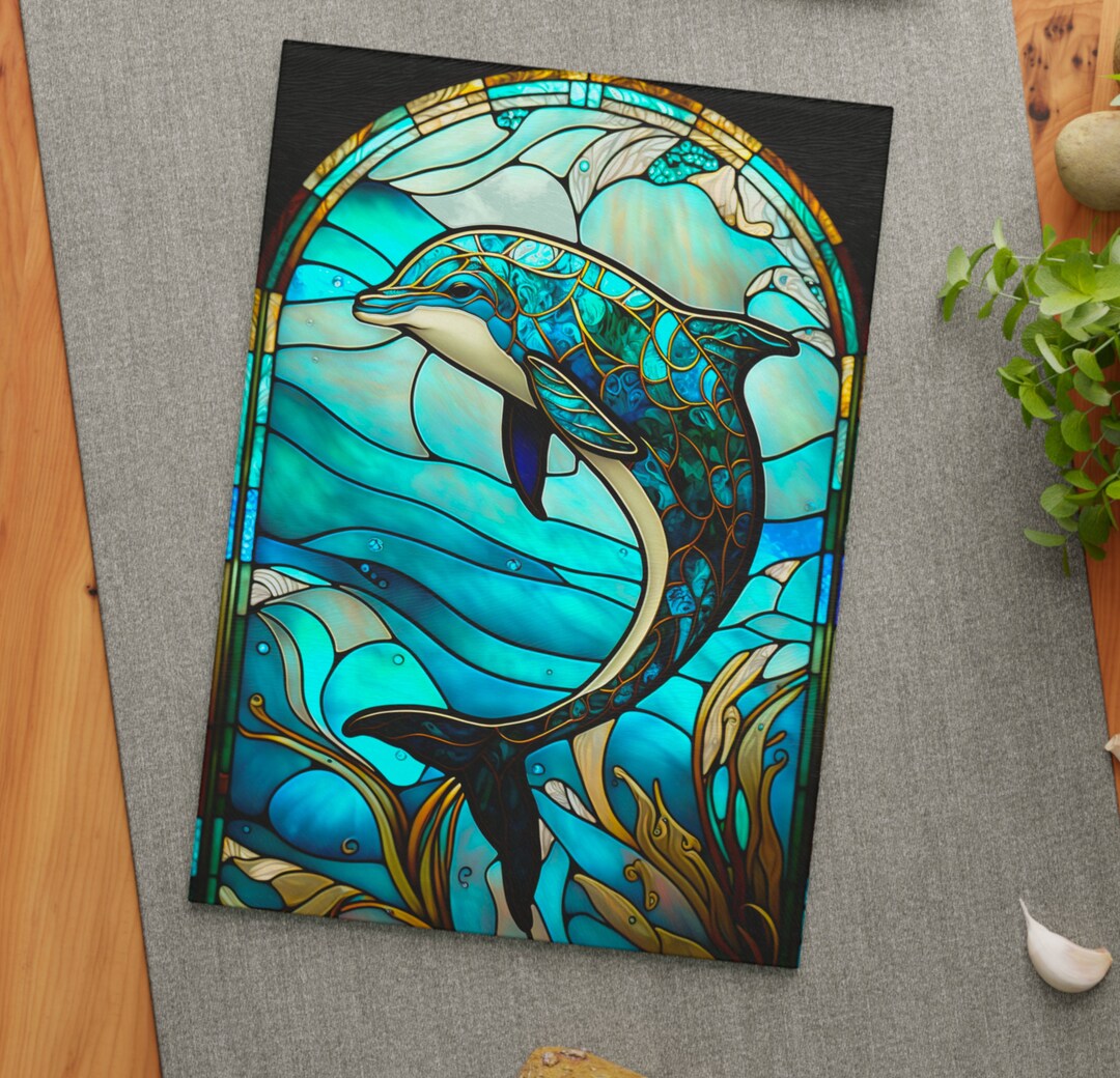 Unique Decorative Glass Dolphin Cutting Board, Stylist Kitchen Gift for ...