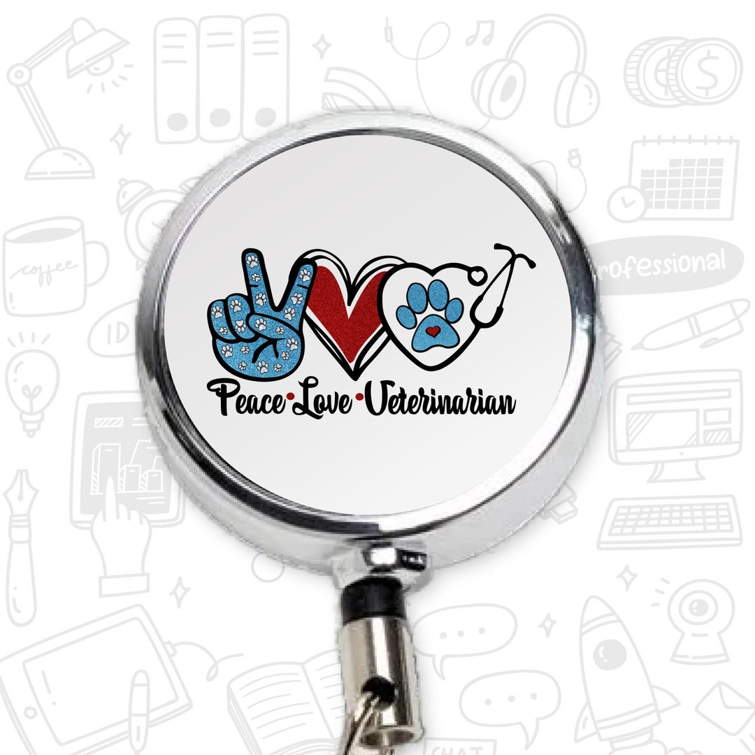 Veterinarian Badge Reel, Vet Tech Badge, Veterinarian ID Holder, Vet ...