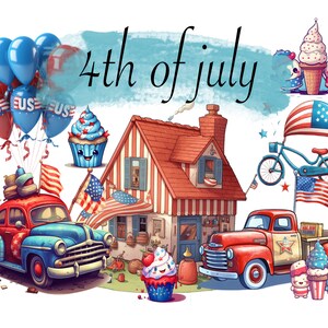 4th of July Clipart Independence Day Watercolor 4th July - Etsy
