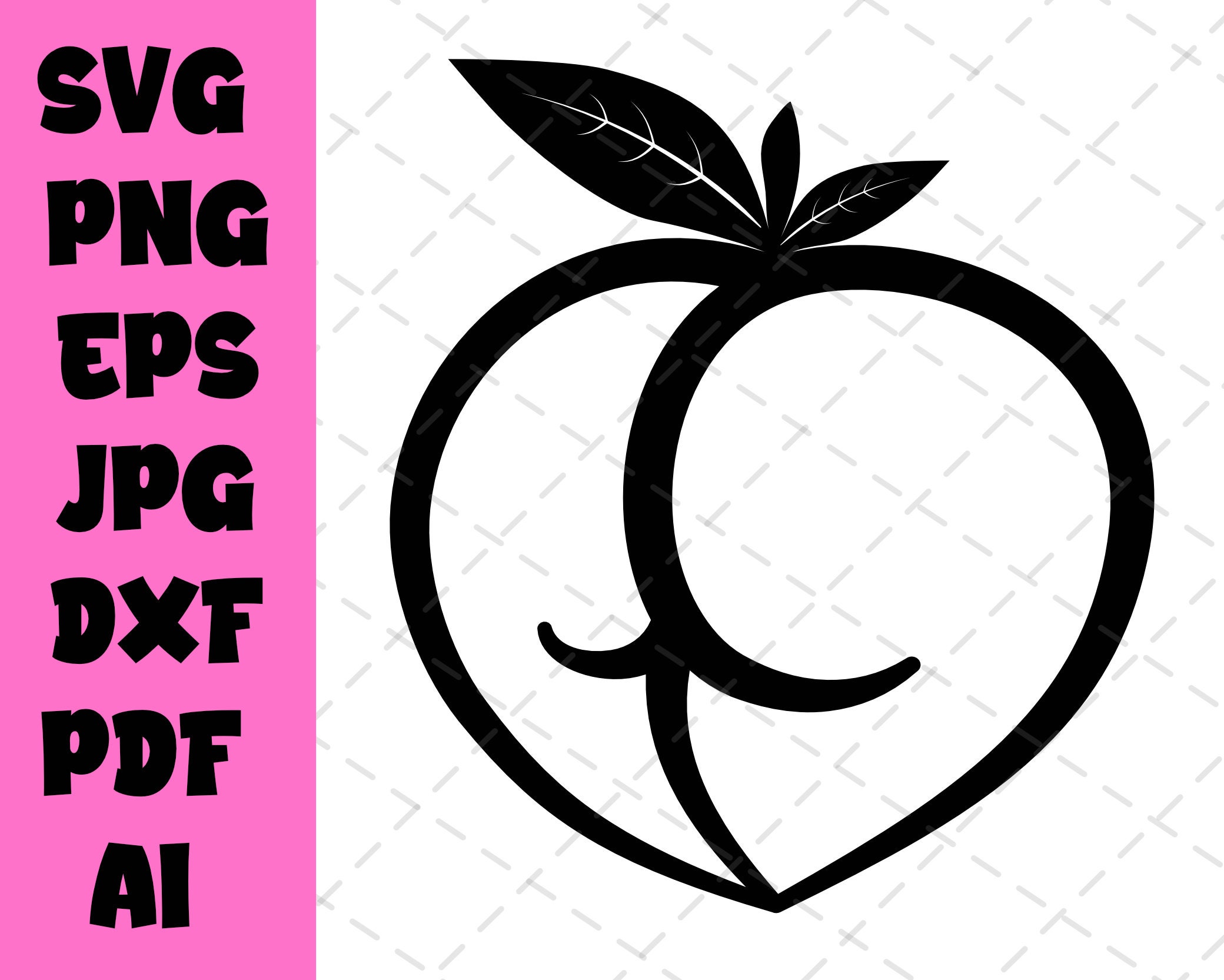 Peach Ass SVG, Peach Butt, Peach Bum, Files for Cricut, PNG, EPS, Dxf ...