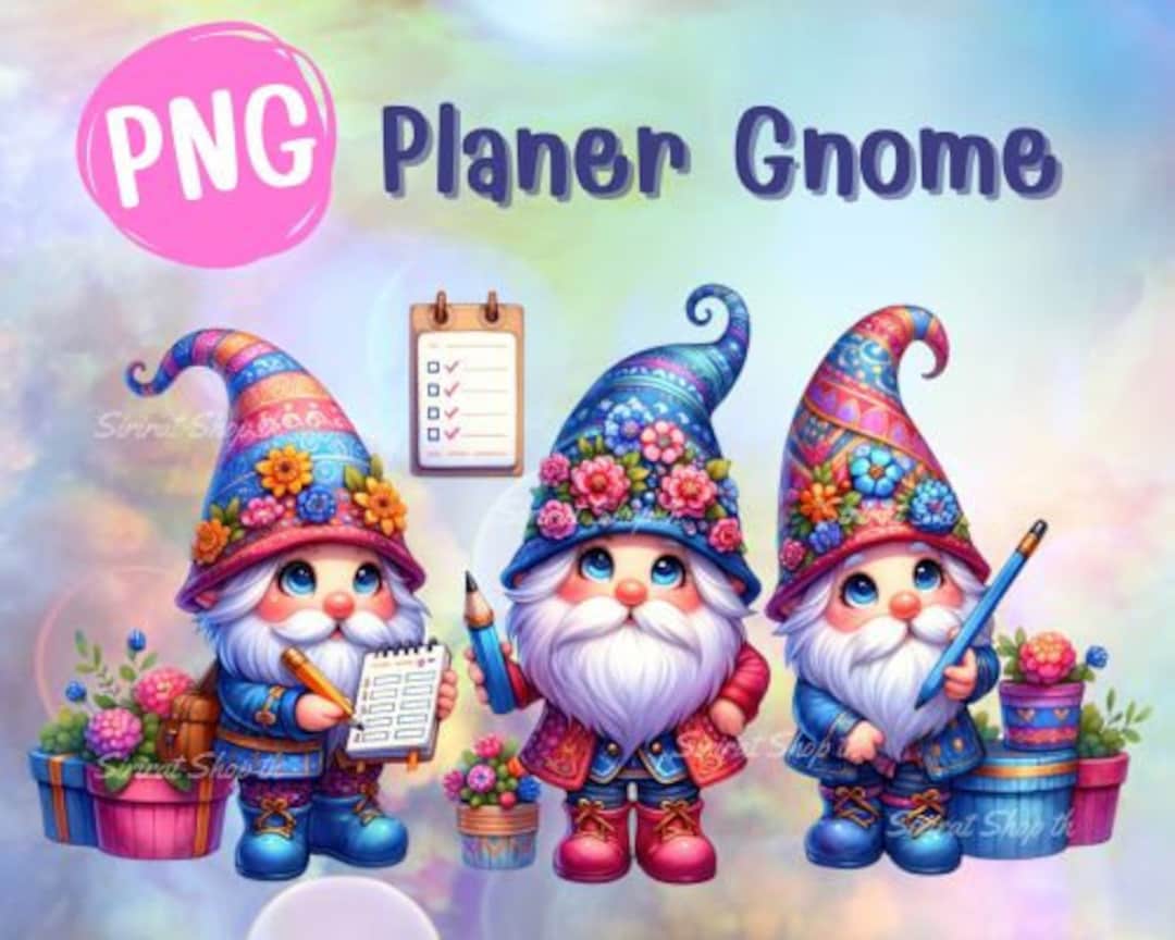 Planner Gnome Team, Digital PNG Clipart for Scrapbooking, Crafts, and ...