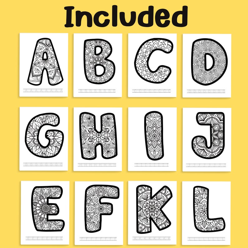 62 Printable Alphabet Mandalas Coloring Worksheets for Kids - Etsy