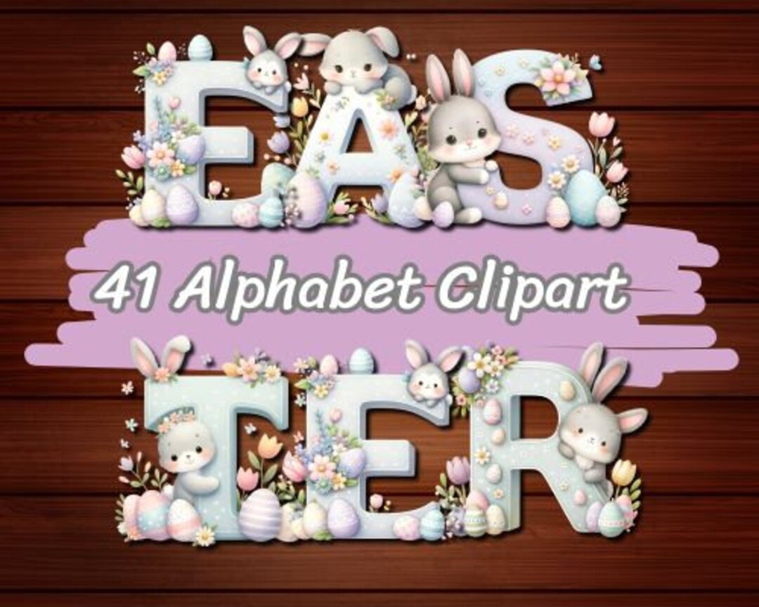 Easter Watercolor Alphabet, Easter Letters Clipart, Easter Bunny ...