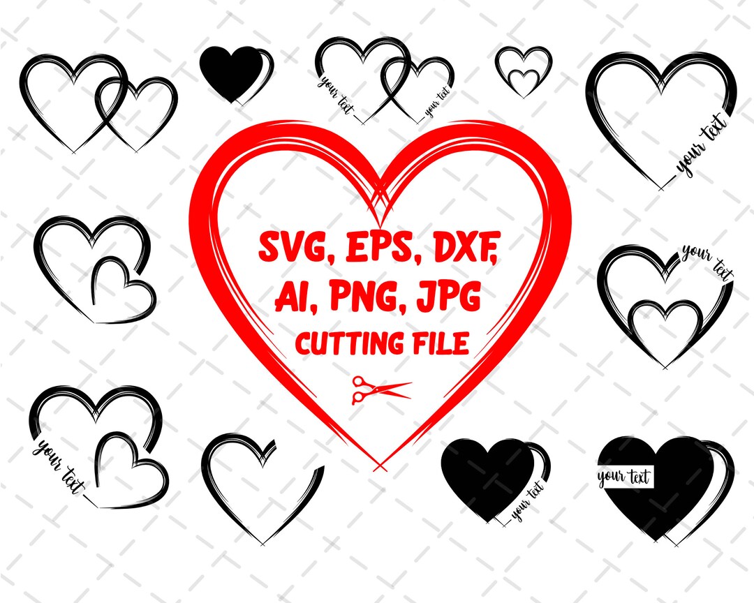 Heart Svg Bundle, Heart Dxf,sketch,handdrawn,valentine Heart Cut File ...