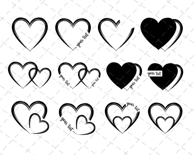 Heart Svg Bundle Heart DXF Sketch Handdrawn Valentine - Etsy México