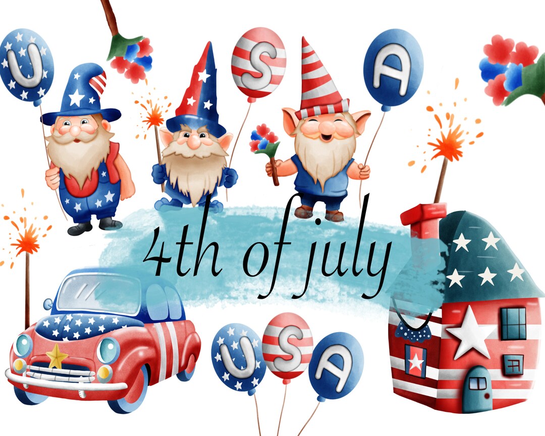 4th of July Clipart Independence Day Watercolor 4th July - Etsy