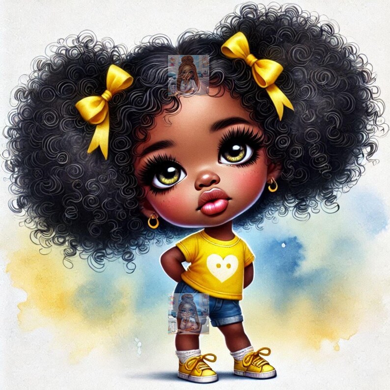 Clip Art African American Little Girls With Pigtails - Etsy